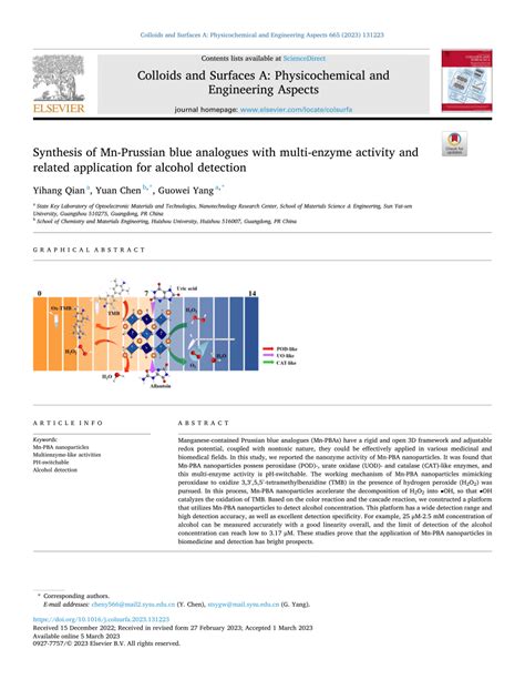 Pdf Synthesis Of Mn Prussian Blue Analogues With Multi Enzyme