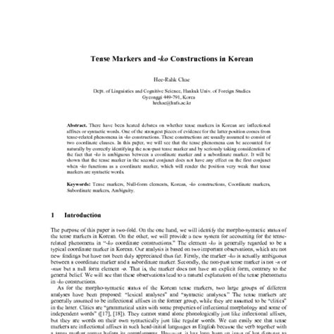 Tense Markers And Ko Constructions In Korean Acl Anthology