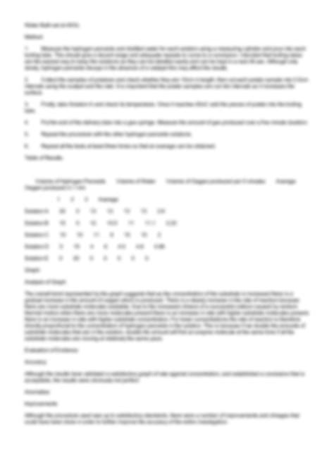 Solution An Experiment To Find Out How The Concentration Of Hydrogen Peroxide Affects The Rate