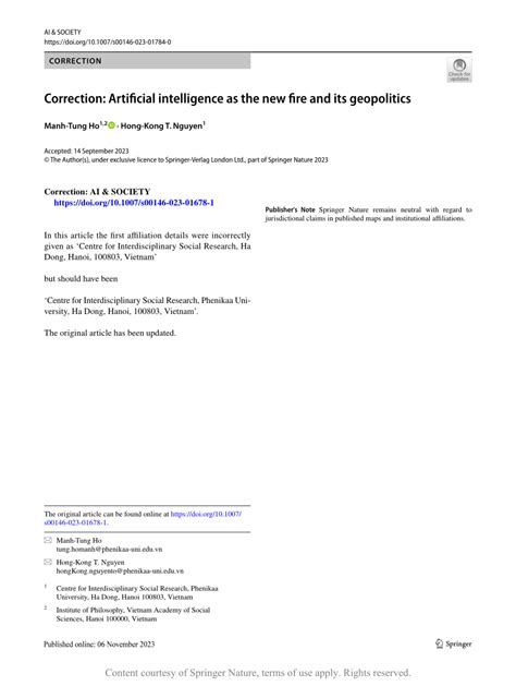 Correction Artificial Intelligence As The New Fire And Its Geopolitics