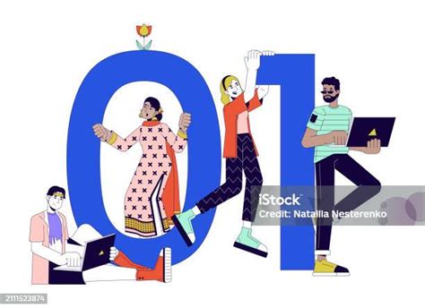 바이너리 코드 2d 선형 일러스트레이션 개념 2차 도형에 대한 스톡 벡터 아트 및 기타 이미지 2차 도형 가공의 인물