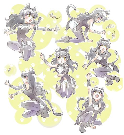 Safebooru 1girl Black Hair Blake Belladonna Bow Cat Tail Commentary