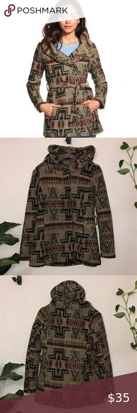 Mossimo Axtec Print Pea Coat Hoodie Hoodie Coat Clothes Design Peacoat
