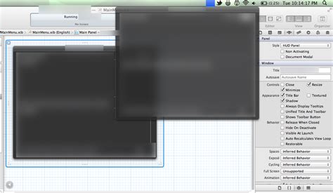 Objective C Nspanel With Title Bar Unchecked In Interface Builder Does Not Appear Stack