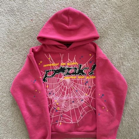 Pink Streetwear Hoodie With Spider Web Design Depop