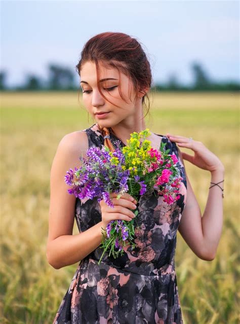 Beauty Girl Outdoors Enjoying Nature Beautiful Teenage Model Girl In