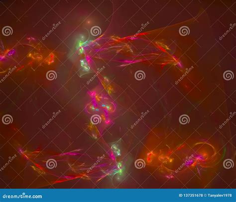 Absract Digital Fractal Fantasy Science Shape Graphic Dynamic Decoration Stock Illustration
