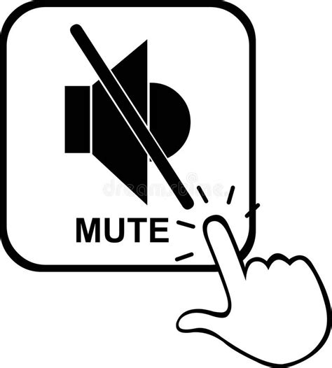 Sketch Draw Black And White Symbol Hand Touch Mute Button Stock Vector