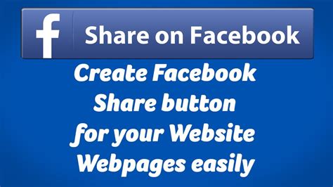 Create Facebook Share Button For Website Webpages Youtube