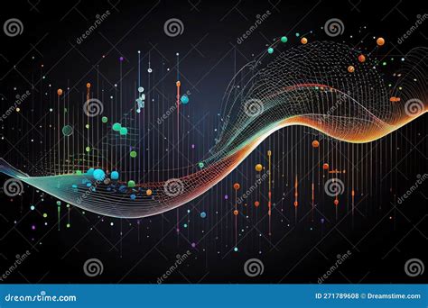 Technology Background With Connected Colorful Dots On Abstract