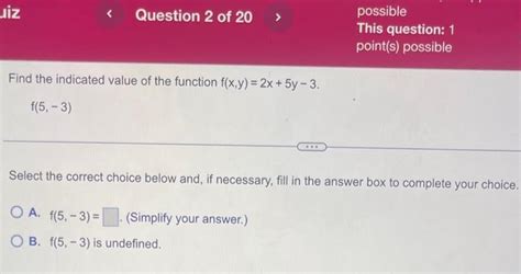 Solved Find The Indicated Value Of The Function Chegg Com