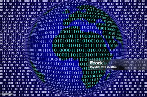 3d 렌더링 된 그림으로 전 세계 디지털 네트워킹의 상징으로 사물과 제로가있는 지구 공 컴퓨터 프로그래머에 대한 스톡 벡터 아트 및 기타 이미지 컴퓨터 프로그래머 0