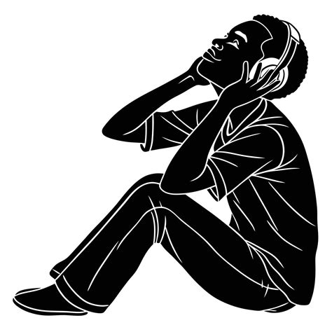 Person Listening To Music With Headphones 59882025 Vector Art At Vecteezy