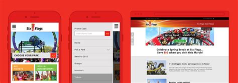 Six Flags Mobile Website Design Tilted Square