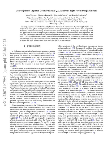 PDF Convergence Of Digitized Counterdiabatic QAOA Circuit Depth Versus Free Parameters