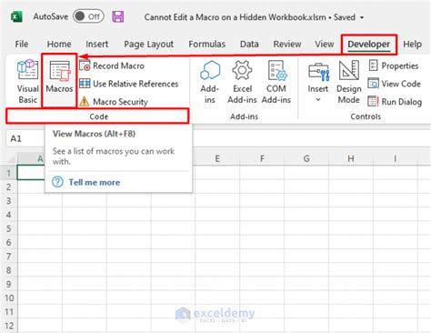 [solve ] cannot edit a macro on a hidden workbook 2 easy solutions