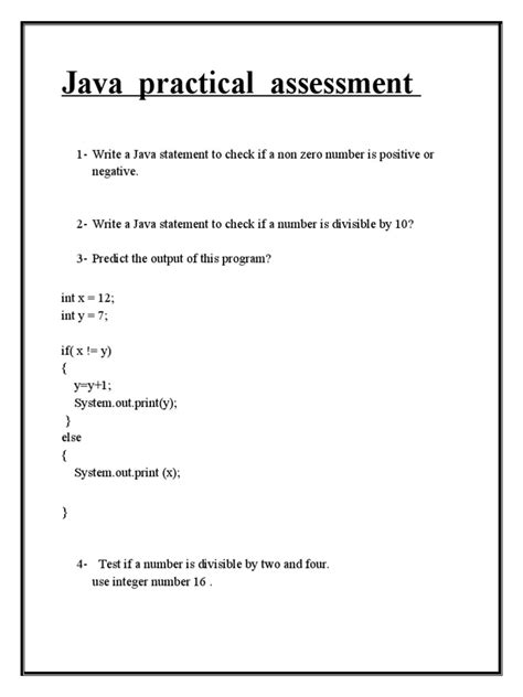 Java Practical Assessment Pdf