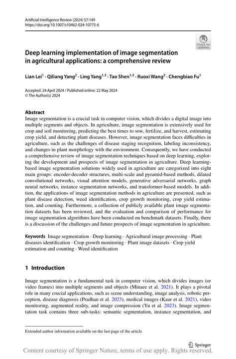 Pdf Deep Learning Implementation Of Image Segmentation In Agricultural Applications A