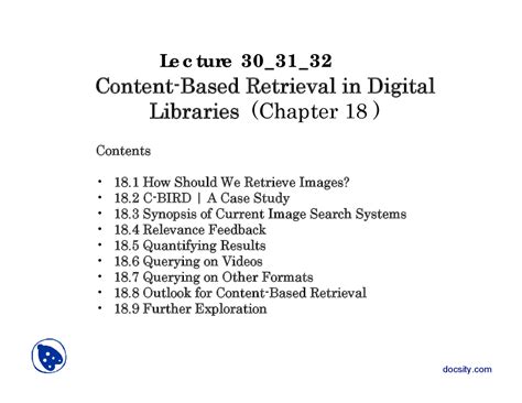 Content Based Retrieval In Digital Libraries Multimedia Applications Lecture Slides Docsity