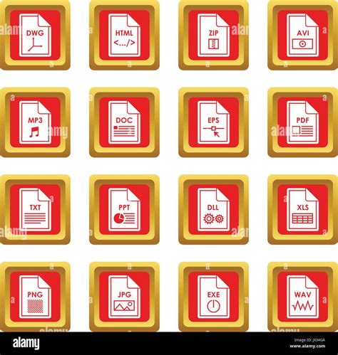 File Format Icons Set Red Stock Vector Image And Art Alamy