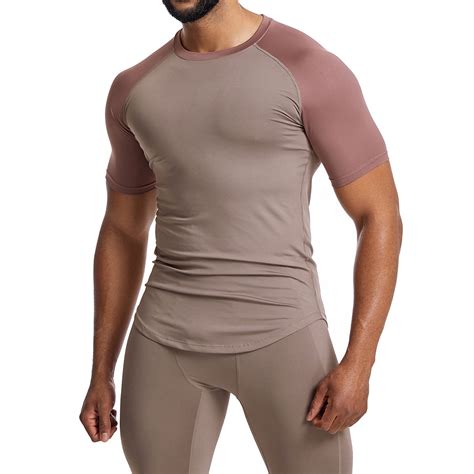 Cheeream Mens Workout Gym Muscle Short Sleeve Sweat Shirts Color Block