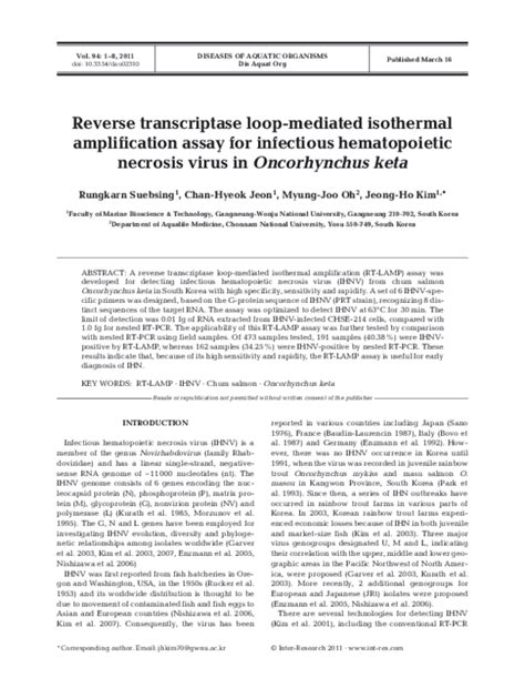 Pdf Reverse Transcriptase Loop Mediated Isothermal Amplification