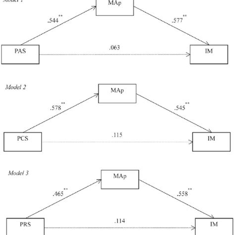 Three Tested Mediation Models All Values Are Direct Effect Indirect