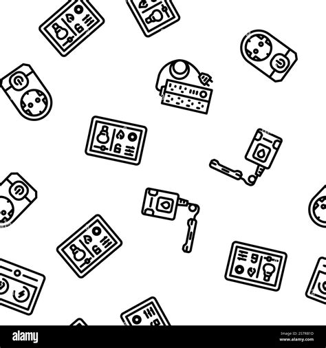 Smart Home Control Vector Seamless Pattern Thin Line Illustration Smart Home Control Seamless