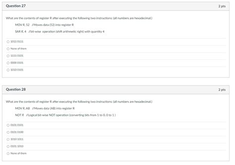 Solved What Are The Contents Of Register R After Executing