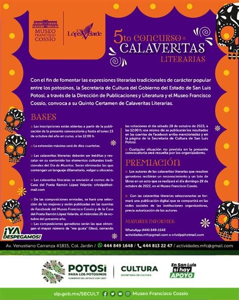 Secult Invita A Concurso De Calaveritas Literarias Opinion Publica Slp