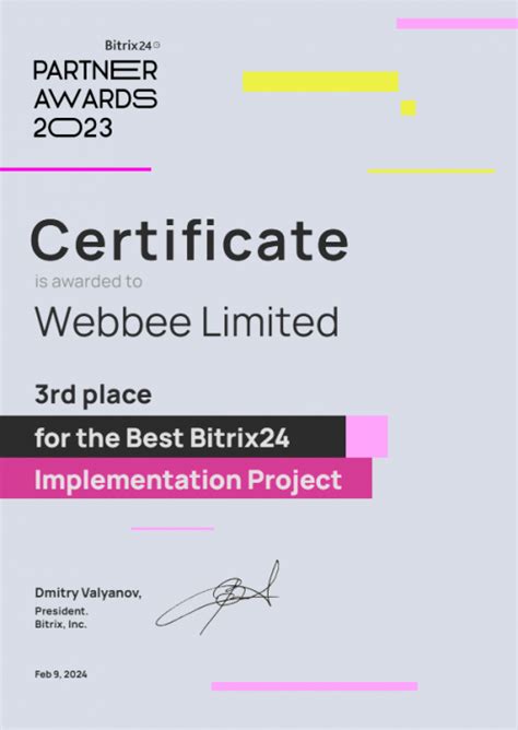 licenses and certificates webbee australia bitrix24 gold partner