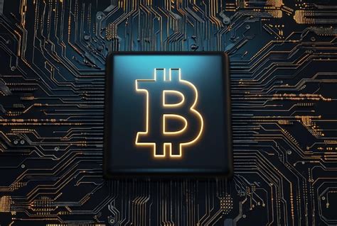 premium photo illuminated bitcoin sign on circuit board
