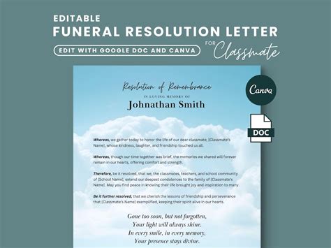 Funeral Resolution Letter For Classmate Memorial Resolution For Friend In Loving Memory