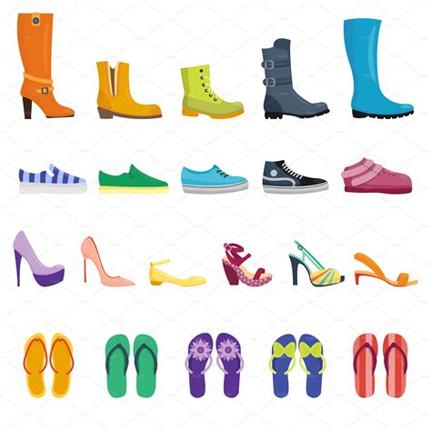 Different Shoes Vector Set Illustrator Graphics ~ Creative Market