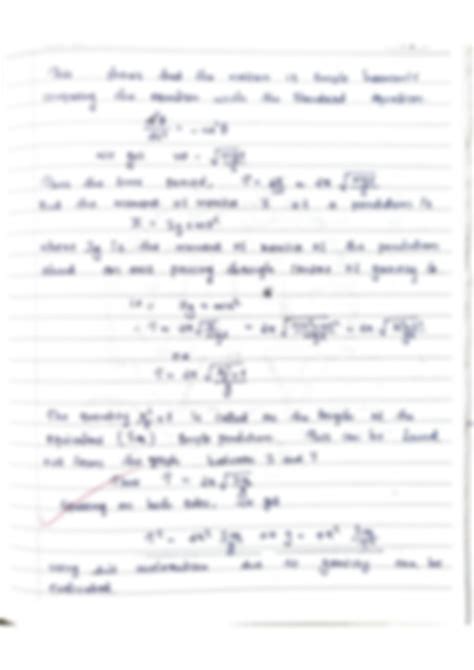 solution compound pendulum acceleration due to gravity radius of