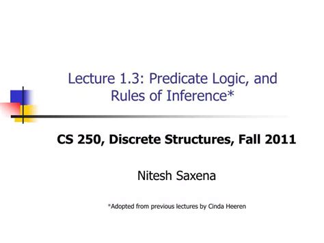 ppt lecture 1 3 predicate logic and rules of inference powerpoint