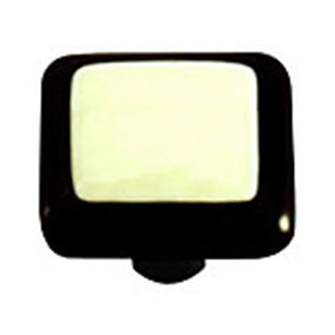 Hot Knobs Black Border With French Vanilla Square Glass Cabinet Knob