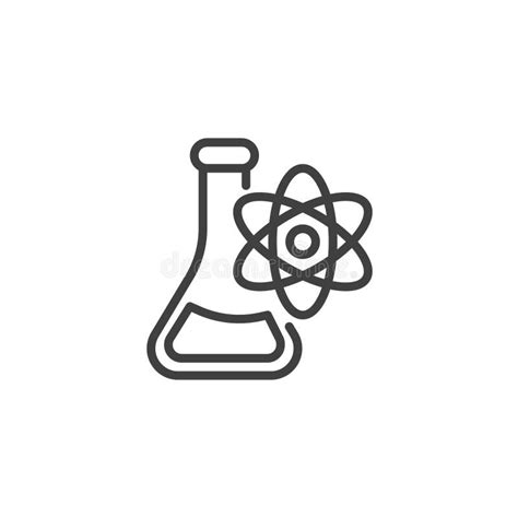 chemical flask and atom line icon stock vector illustration of linear