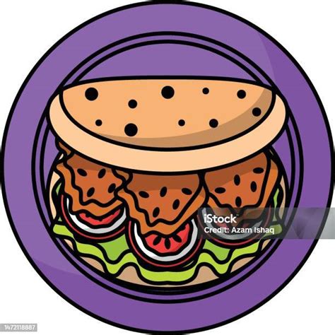 톰빅 도너 샌드위치 개념 Gobit 케밥 벡터 개요 색상 아이콘 디자인 아시아 요리 기호 유명한 접시 기호 길거리 음식 스톡 일러스트 레이 션 빵에 대한 스톡 벡터 아트 및