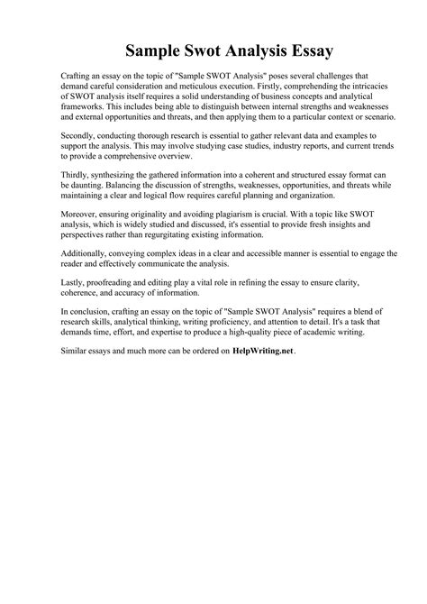 Sample Swot Analysis Essaypdf