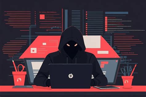 Flat Design Illustration Hacker Activity Premium Ai Generated Image