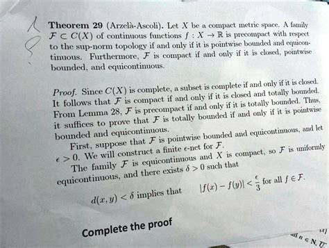 Solved Theorem 29 Arzela Ascoli Let X Be A Compact Metric Space A