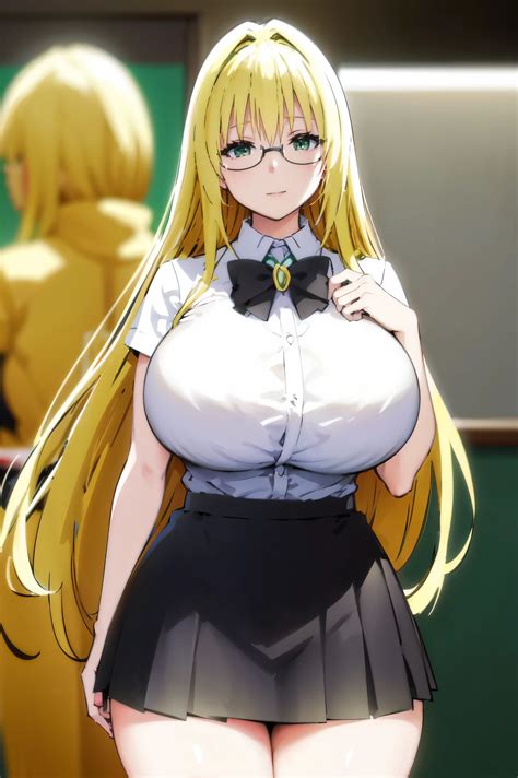 Anime Girl With Glasses And A Bow Tie Posing For A Picture Seaart Ai