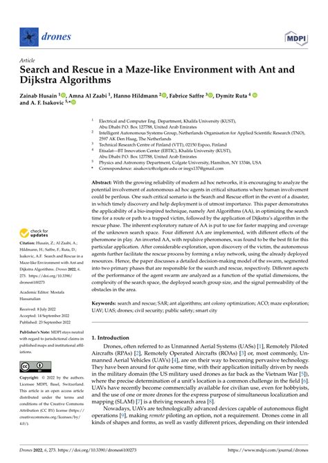 Pdf Search And Rescue In A Maze Like Environment With Ant And