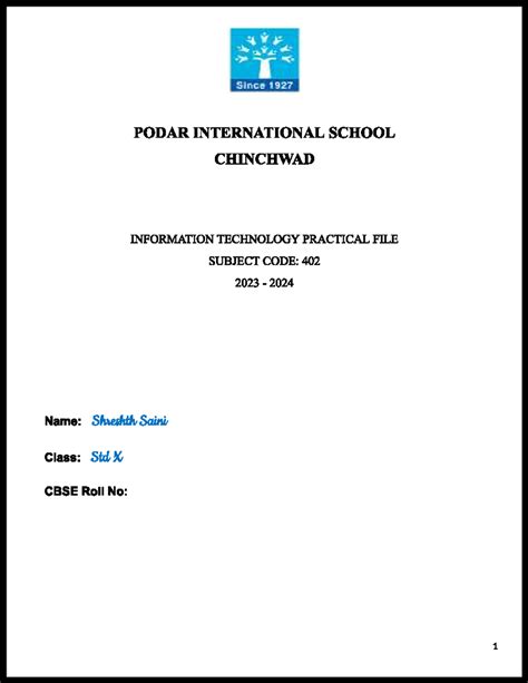 It 402 Class 10 Practical File Information Technology In A Global