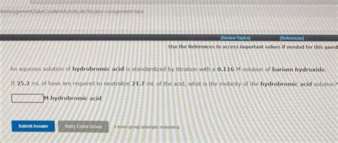 Solved An Aqueous Solution Of Hydrobromic Acid Is