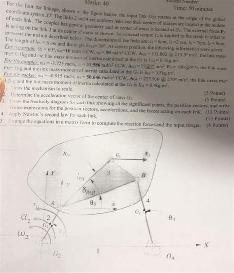 Solved Coordinate System Xy The Links 2 And 4 Are Uniform