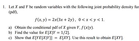solved let x ﻿and y ﻿be random variables with the following