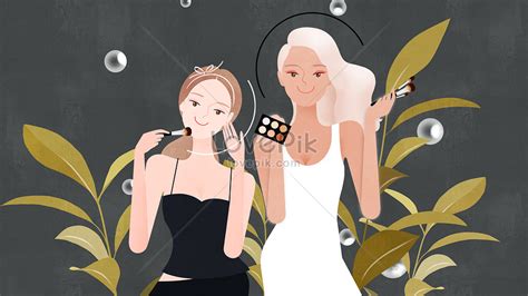 신선한 바람이 아름다운 화장 삽화가 회색 일러스트 무료 다운로드 Lovepik