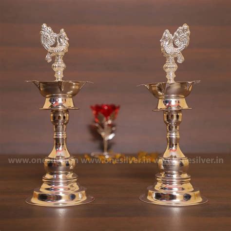 German Silver 9 Deepa Set Silver Pooja Items Silver